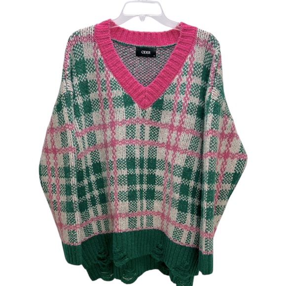 Cider | Sweaters | Cider Wool Blend Watermelon On Sugar Oversized Plaid ...